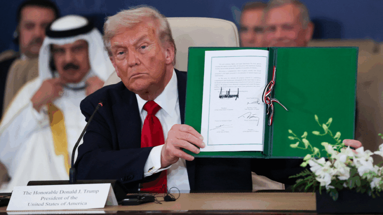 Trump celebrates peace in the Middle East after signing Gaza deal ...